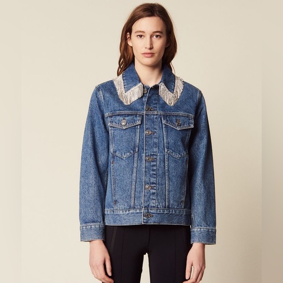 Sandro | Jackets & Coats | Sandro Vintage Washed Blue Jean Denim ...